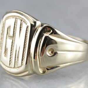 Men's Gold Signet Ring, "gm" Monogram, Yellow Gold Ring, Statement Ring ...