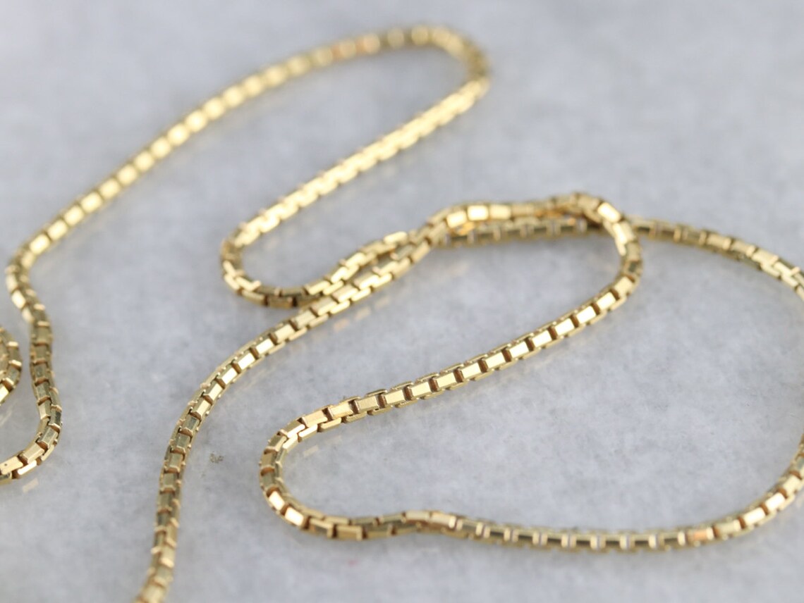 Vintage Gold Box Chain 14K Gold Box Link Chain 15 Inch - Etsy