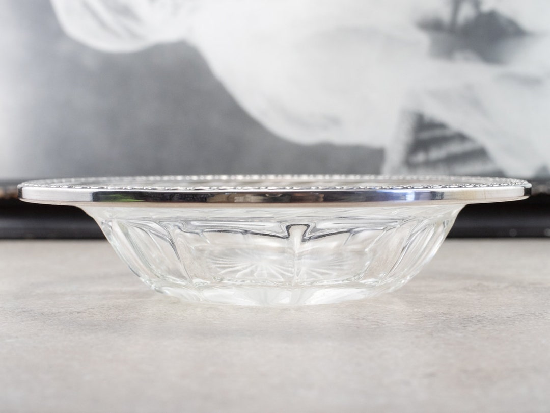 Vintage Sterling Silver and Glass Bowl, Vintage Silver Tableware ...