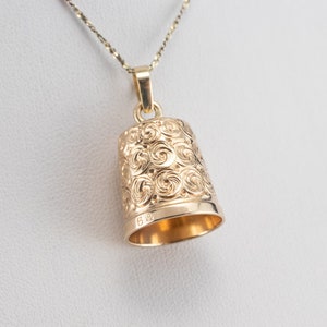 Ornate Vintage Gold Thimble Charm, 14K Gold Thimble, Thimble Pendant ...