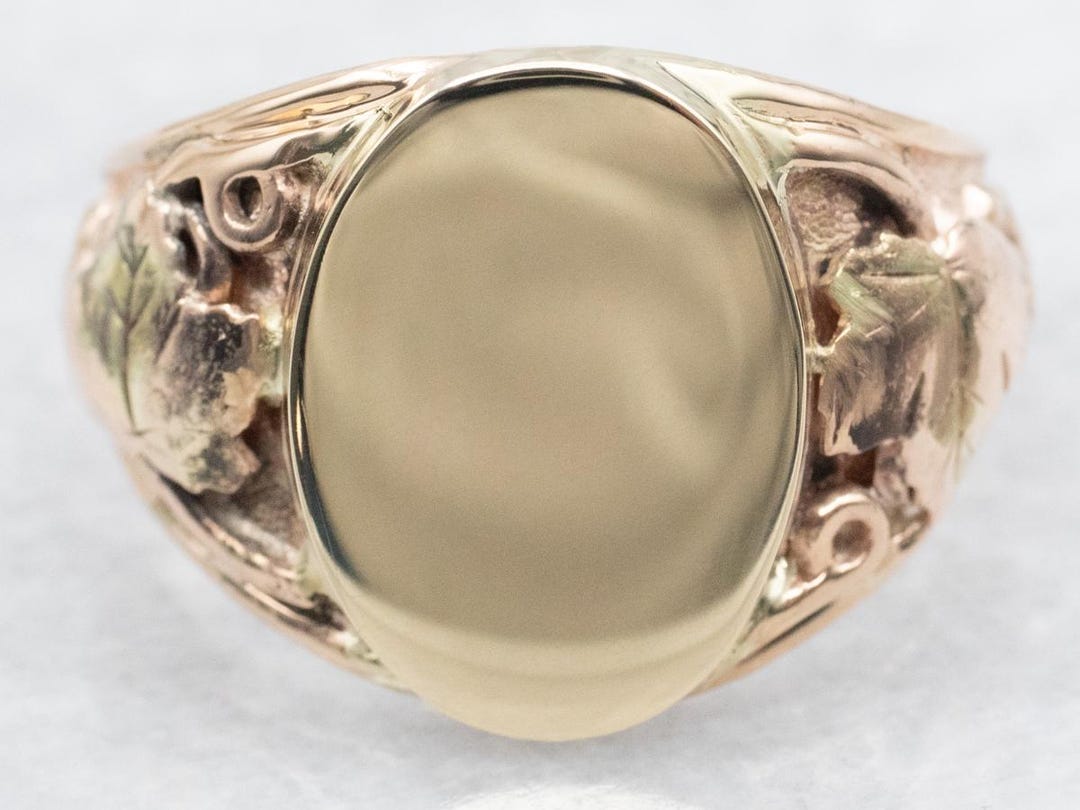 Bacchus God of Wine Signet Ring, Botanical Gold Signet Ring, Grape Vine ...