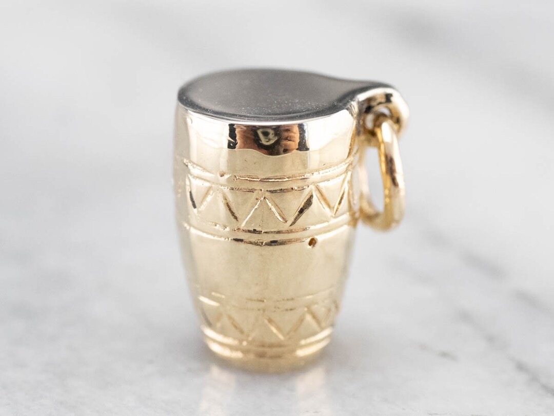 14K Gold Conga Drum Charm, Percussion Music Pendant - Etsy