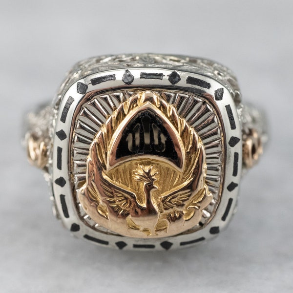 White Gold Class Ring University - Etsy