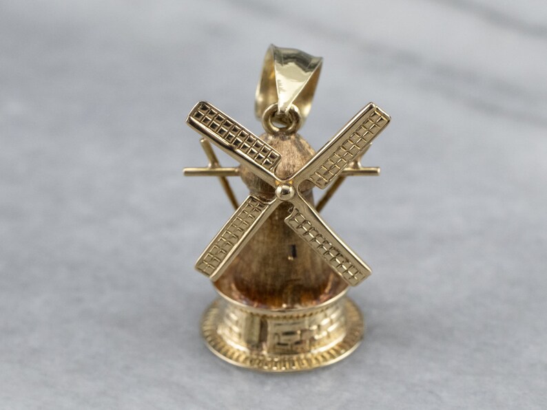 Moving Windmill Pendant 14K Gold Windmill Dutch Pendant - Etsy