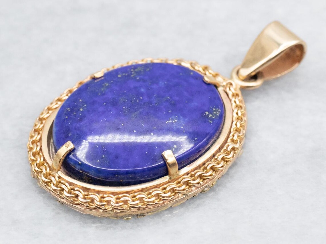 Alaskan Cabin: Fine Gold Nugget and Lapis Lazuli Pendant YE9ACQ - Etsy