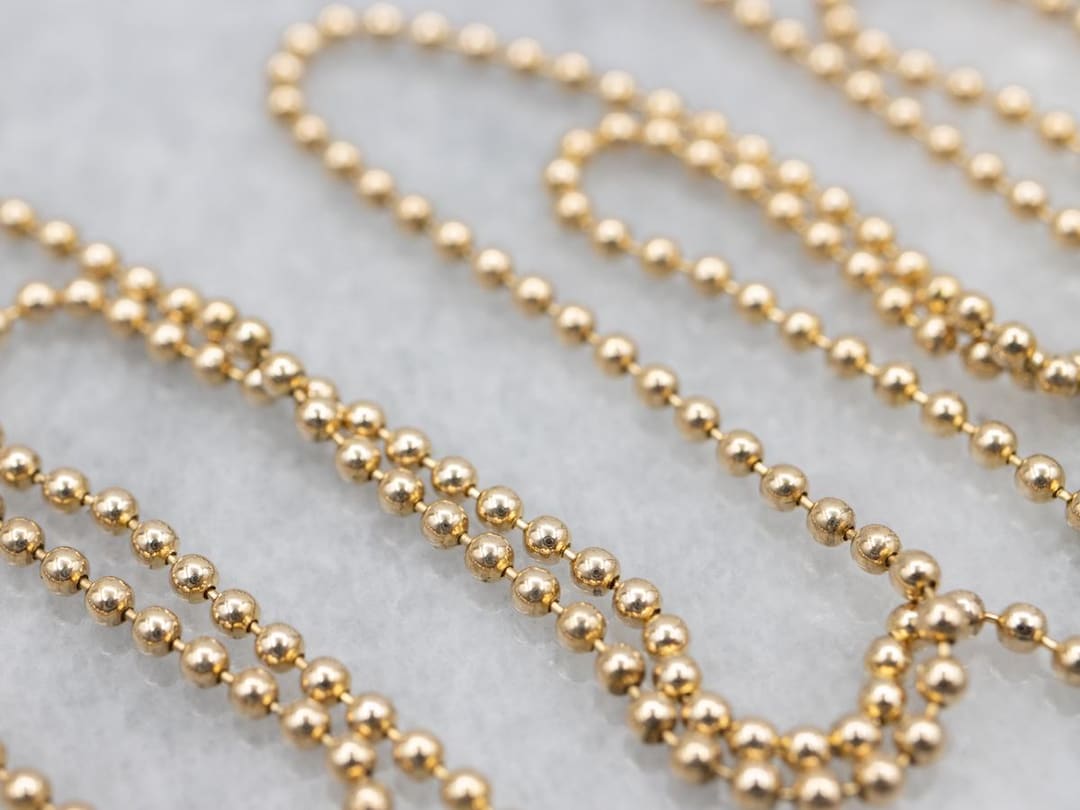 14K Italian Yellow Gold Ball Chain, Unisex Pendant Necklace, 24 Inch - Etsy