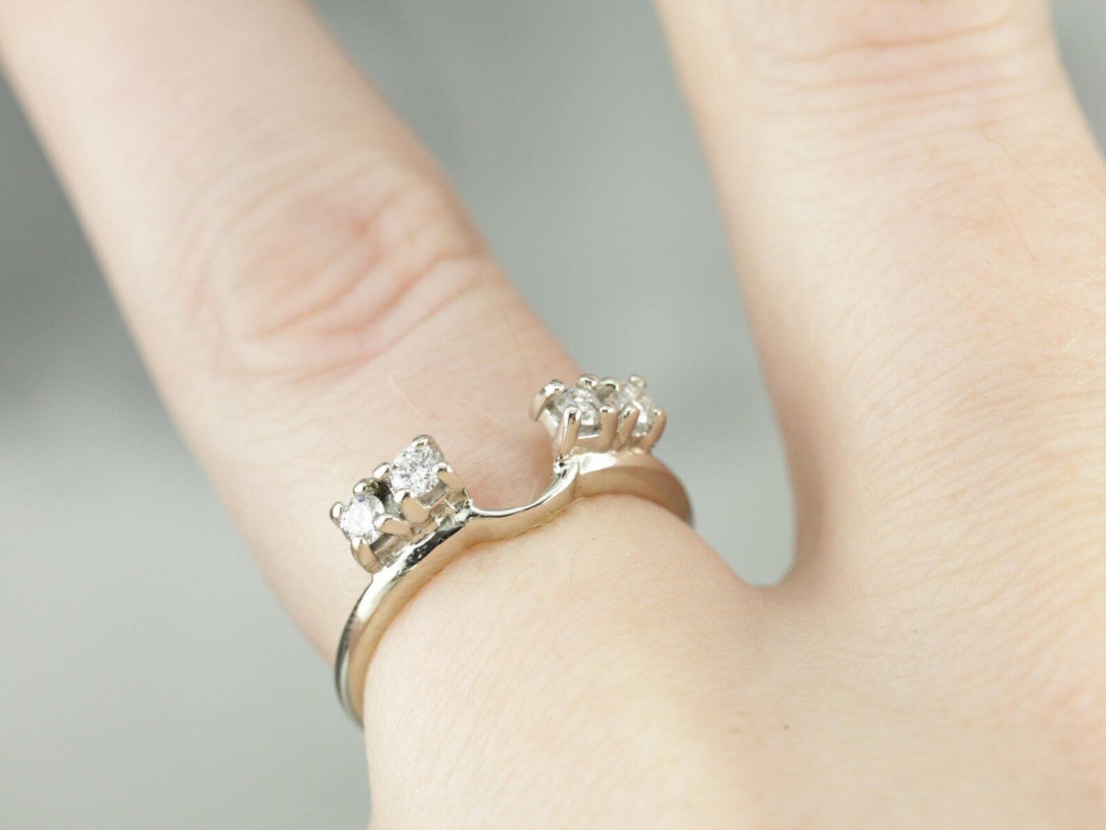 Vintage Diamond Wrap Solitaire Enhancer White Gold and - Etsy