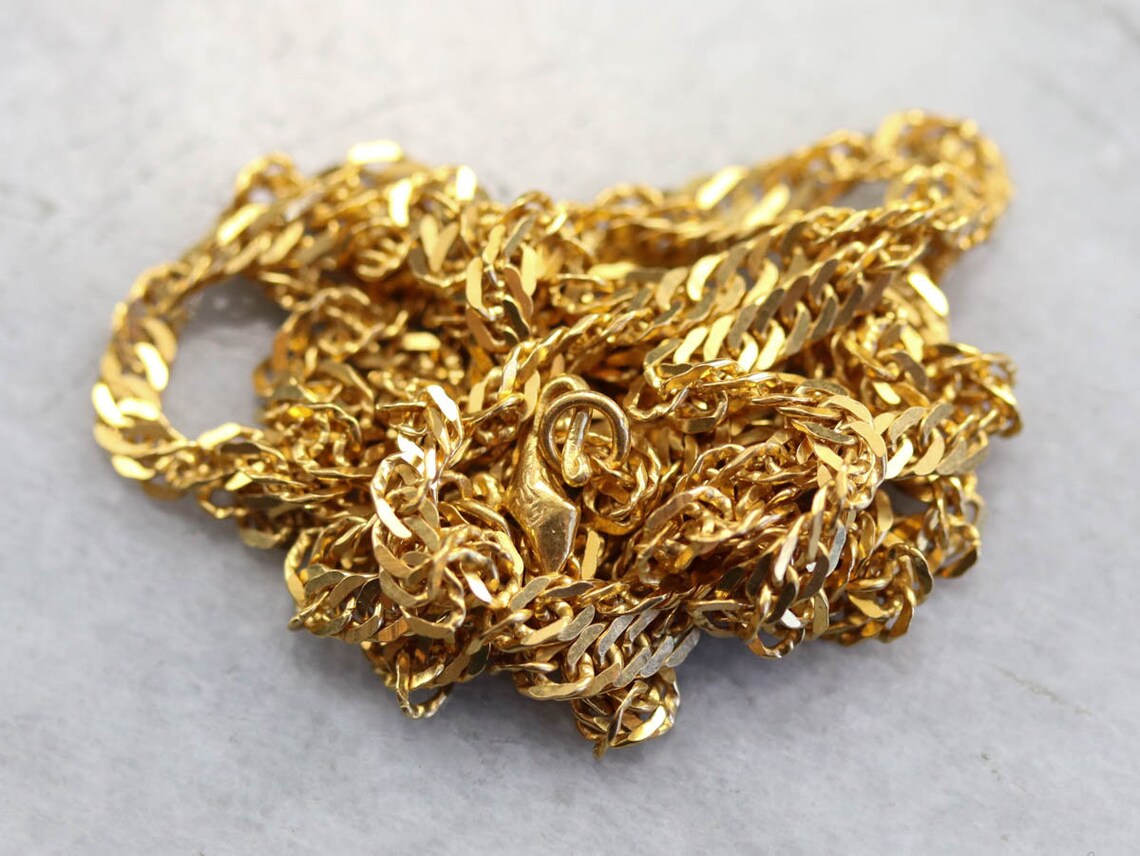 Twisted Gold Chain Fancy Curb Chain High Karat Gold | Etsy