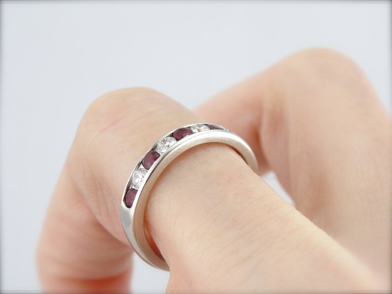 Classic Platinum Diamond and Ruby Channel Set Wedding Band 8NXLFJ-R - Etsy