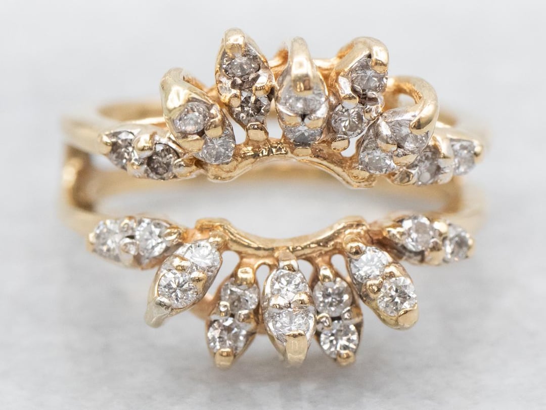 Diamond Enhancer Wedding Band, Yellow Gold Enhancer Band, Diamond ...