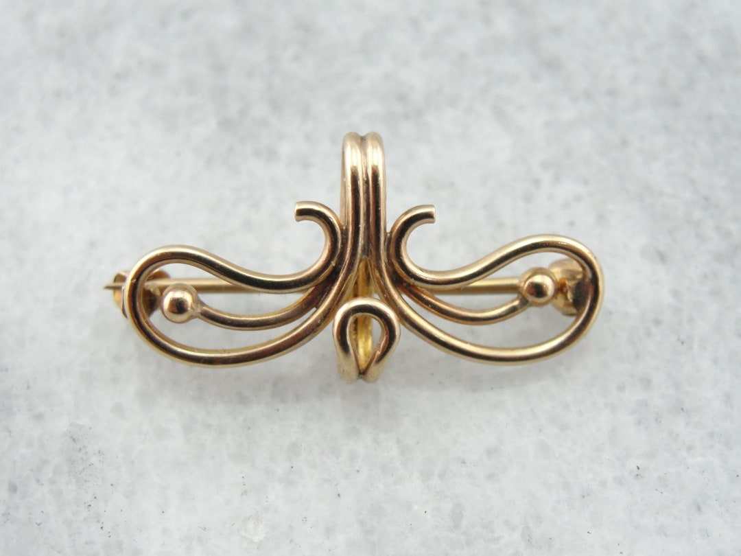 Turn of the Century Watch Pin Made of Gold Wire, Hand-crafted KDX7LW-N ...