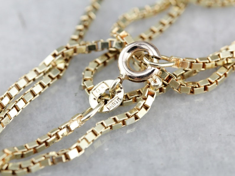 Yellow Gold Box Chain Gold Chain Necklace 15 Inch Gold - Etsy