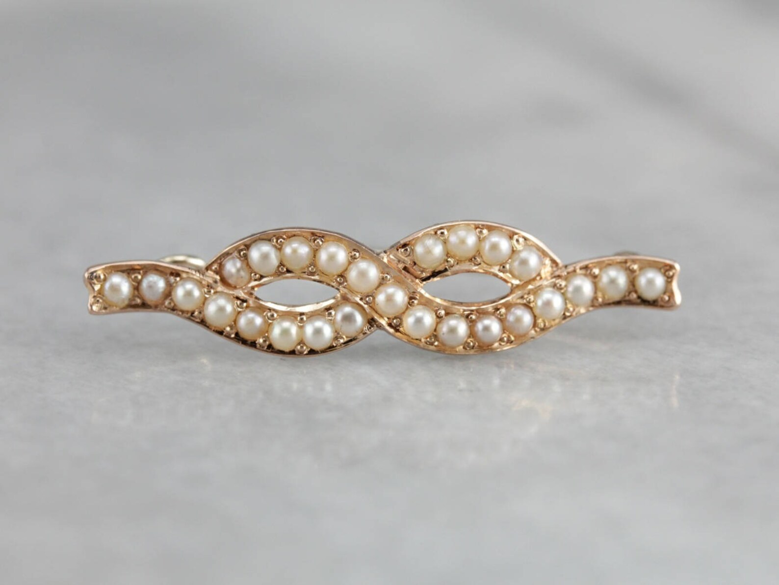 Antique Seed Pearl Pin Pearl Brooch Infinity Pin Unisex - Etsy