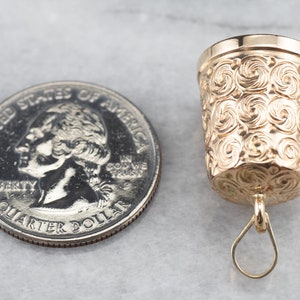 Ornate Vintage Gold Thimble Charm, 14K Gold Thimble, Thimble Pendant ...