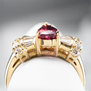 Teardrop Ruby and Diamond Ring, Ruby Anniversary Ring, Yellow Gold Ruby ...