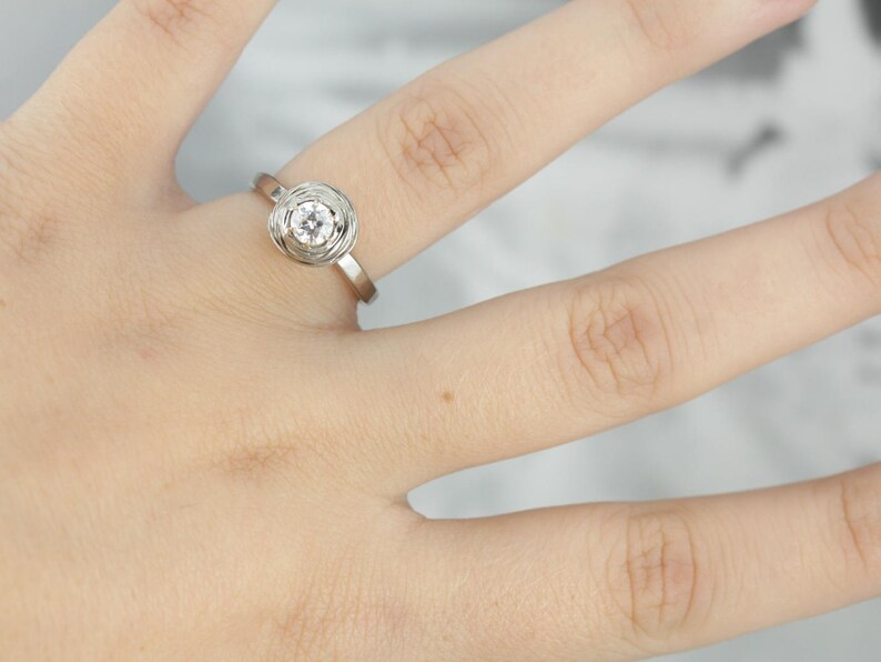 Modernist Diamond Nest White Gold Engagement Ring ZR67TM-D - Etsy