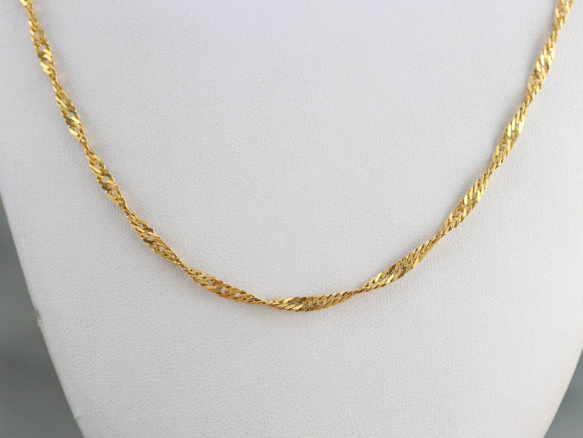 Twisted Gold Chain Fancy Curb Chain High Karat Gold | Etsy