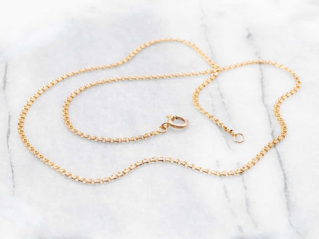 19K Gold Curb Chain Necklace, 20 Inch - Etsy