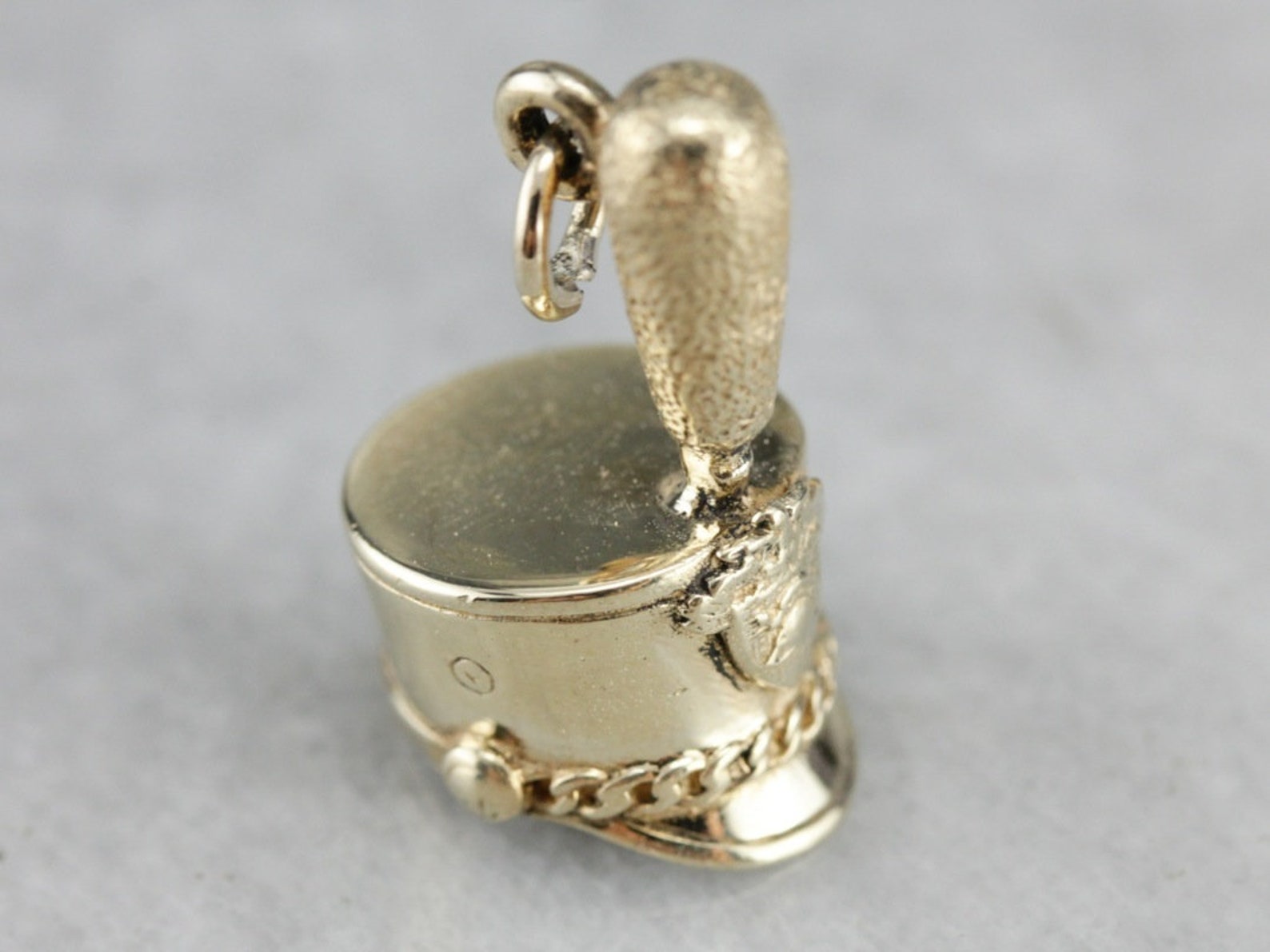Vintage Shako Charm, Yellow Gold Marching Band Hat Pendant, Layering ...