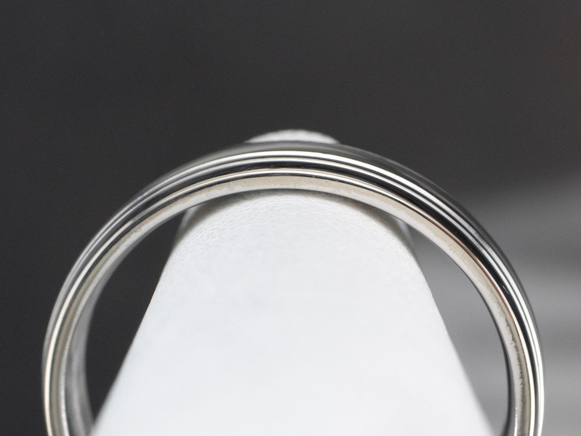 White Gold Lined Band 14K White Gold Unisex Wedding Band | Etsy