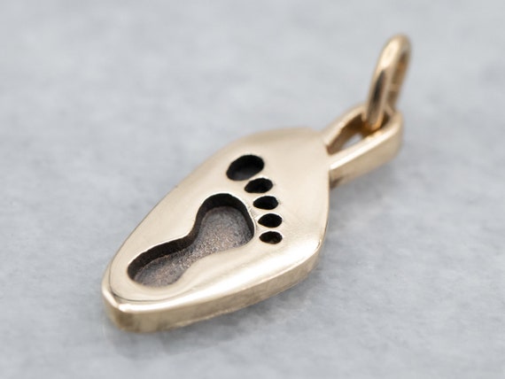 Gold Silhouette Foot Print Charm, Small Gold Foot Pri… - Gem