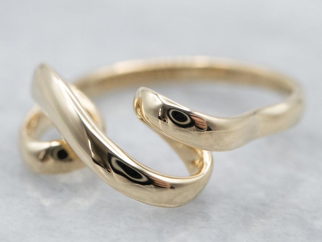14K Yellow Gold Looping Band, Jem and Pebbles Designer Ring - Etsy