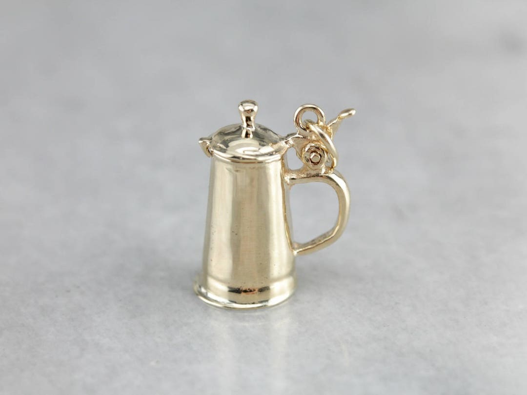 14K Yellow Gold French Press Charm, Barista Gift - Etsy