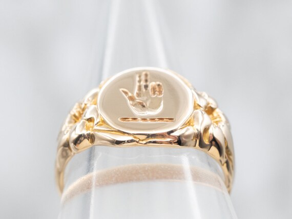 Antique Schwurhand Oath Hand Signet Ring, Yellow Gold… - Gem
