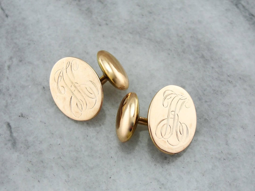 Antique Rose Gold Cufflink, Monogramed Victorian Cufflinks, Victorian ...