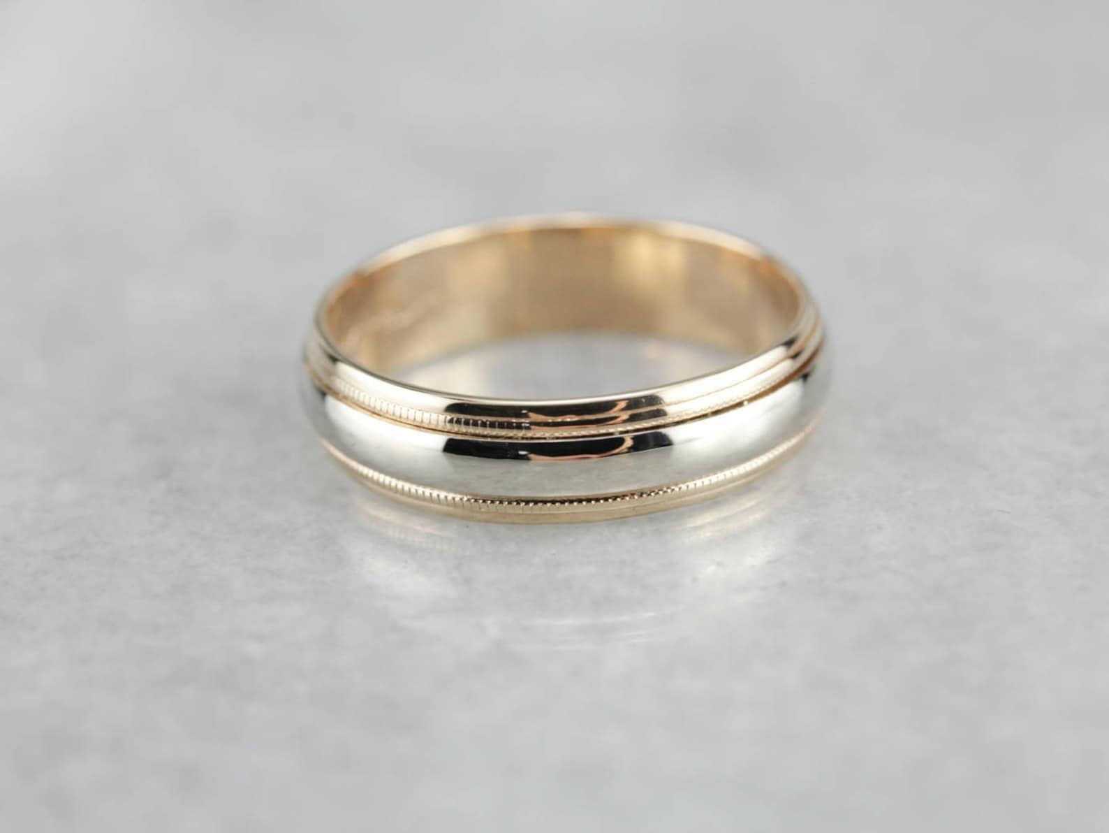 Vintage Two Tone Band Gold Wedding Band Art Carved Band - Etsy