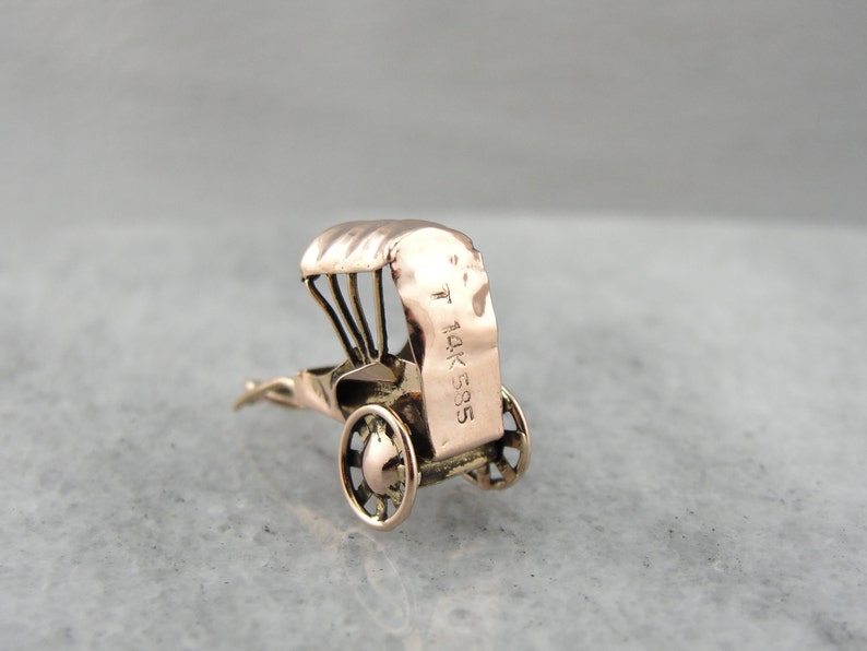 Rickshaw Rose: Gold Buggy Charm or Pendant - Etsy