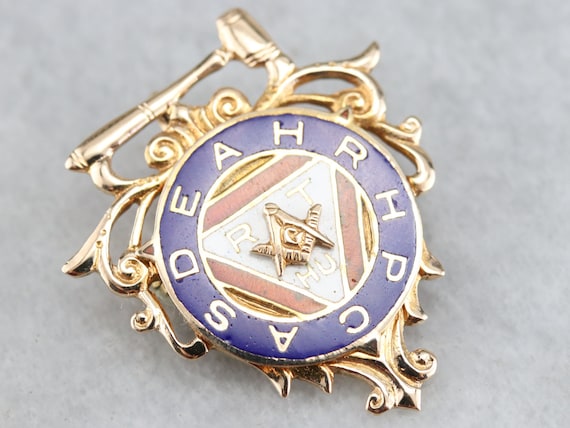 Vintage Gold Masonic Pin, Enamel Pin or Pendant, Maso… - Gem