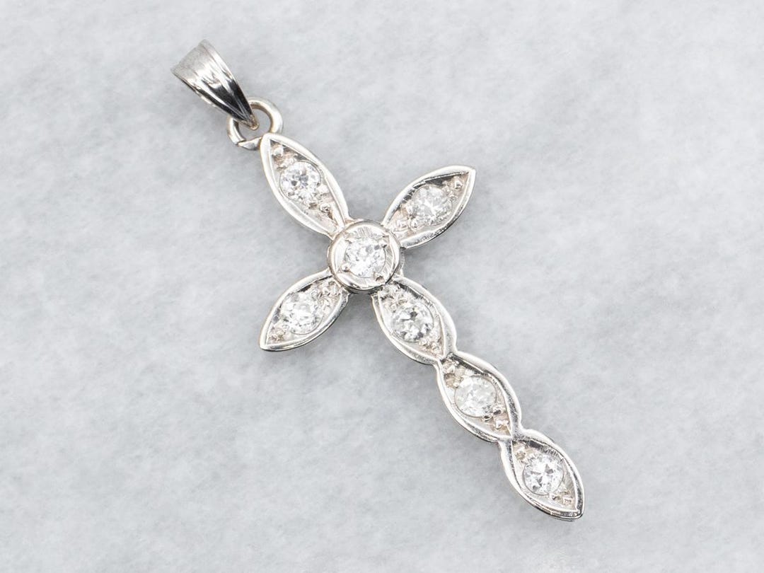 Old Mine Cut Diamond Cross Pendant, Cross Pendant, Old Mine Cut Diamond ...