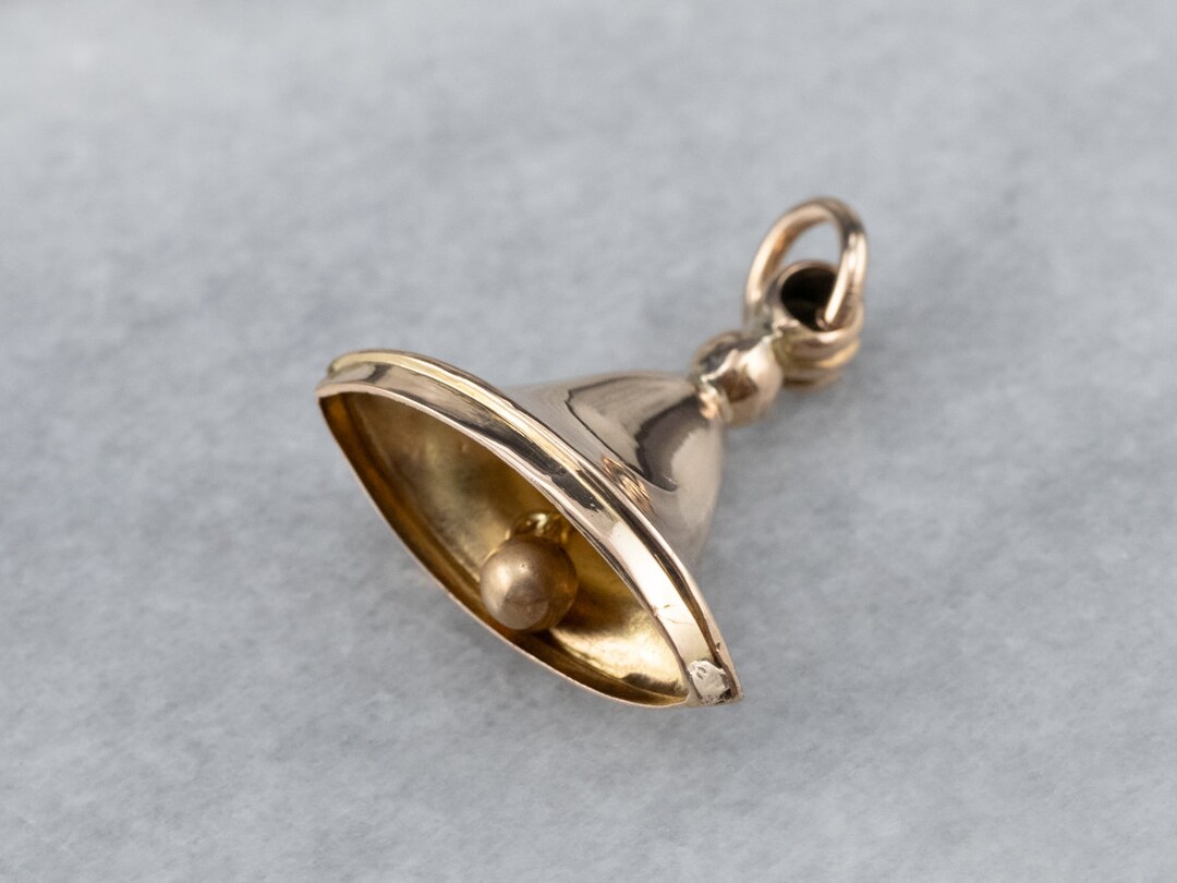 Antique 14K Gold Bell Charm Pendant - Etsy