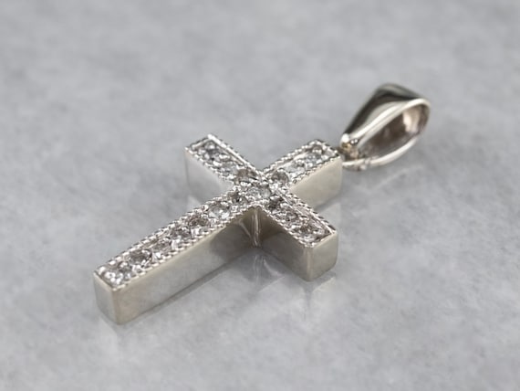 Modern Diamond Cross Pendant, White Gold Diamond Cros… - Gem