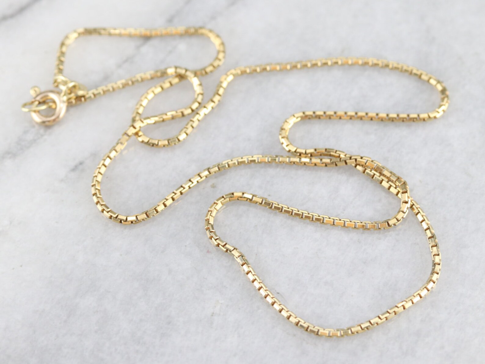 Vintage Gold Box Chain 14K Gold Box Link Chain 15 Inch - Etsy