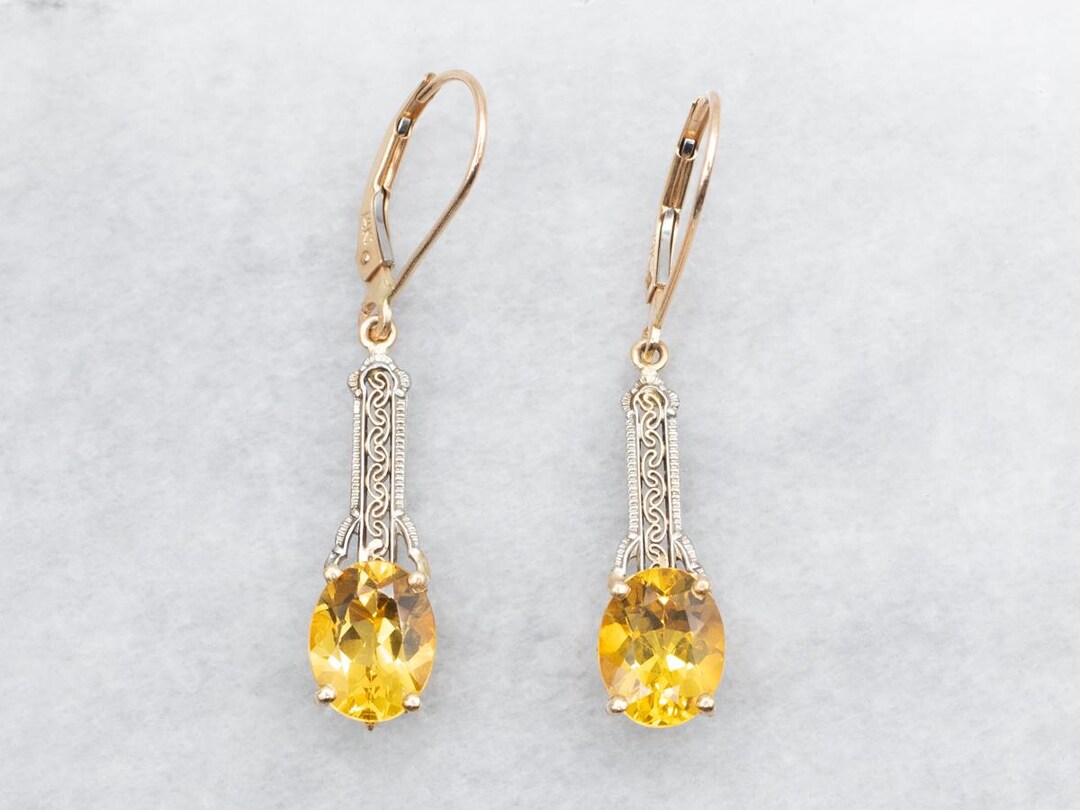 Golden Beryl Drop Earrings, Beryl Drop Earrings, Beryl Earrings, Beryl ...