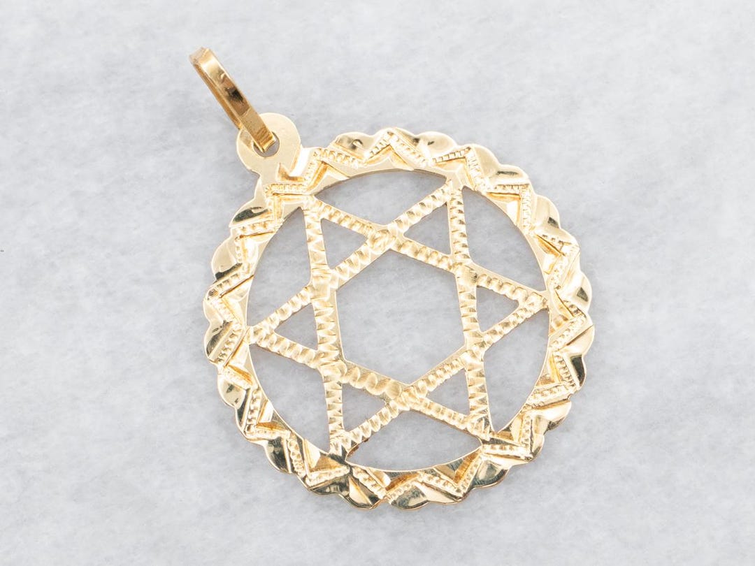 Gold Star of David Religious Medallion, Star of David Pendant, Gold ...