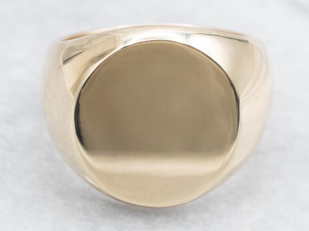 Men's 10K Yellow Gold Oval Signet Ring, Size 11 - Etsy