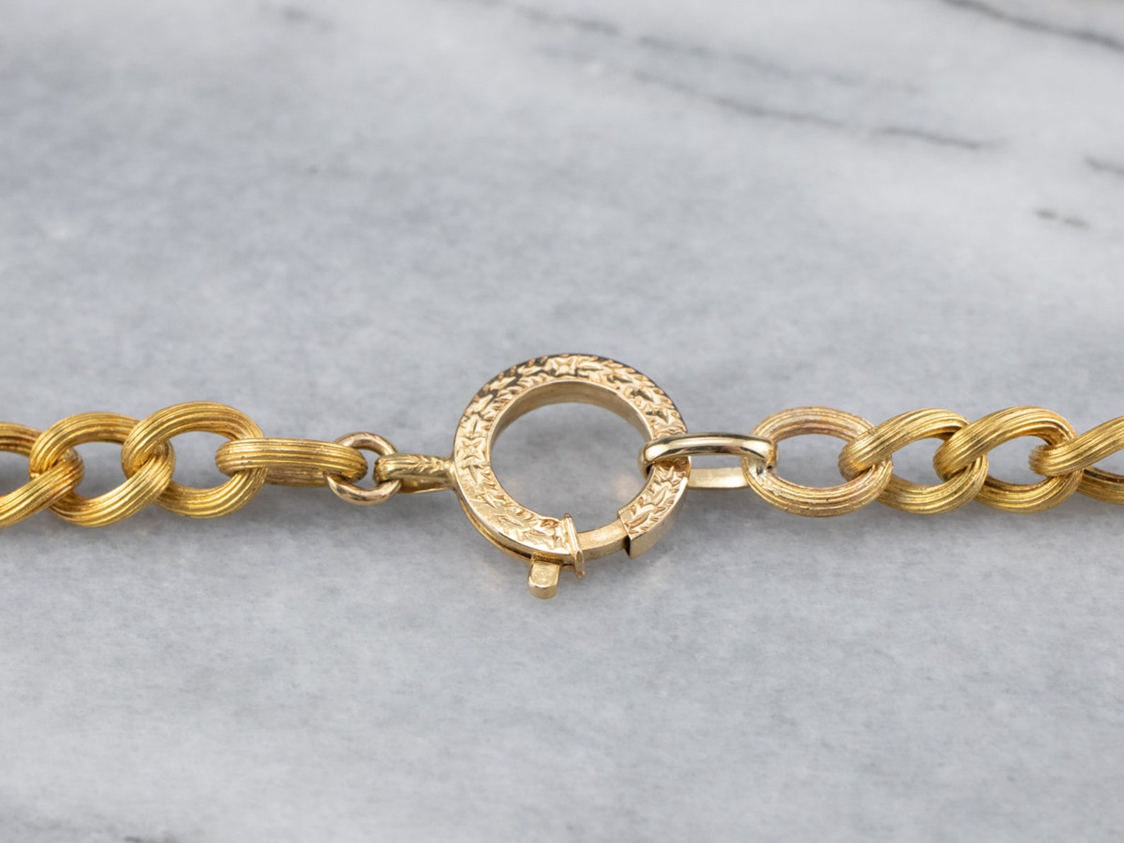 Lovely Antique Link Chain Necklace Textured Link Chain 18K - Etsy