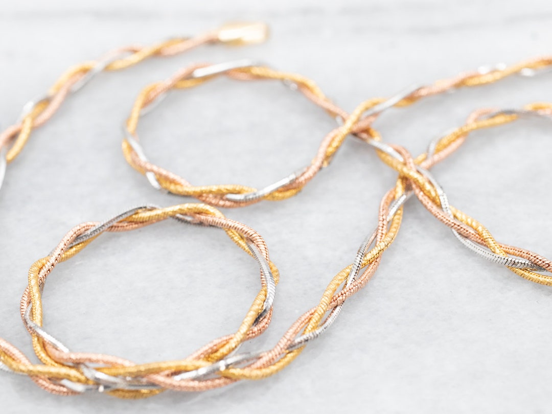 Italian Tri-color Gold Braided Chain Braided Snake Chain - Etsy