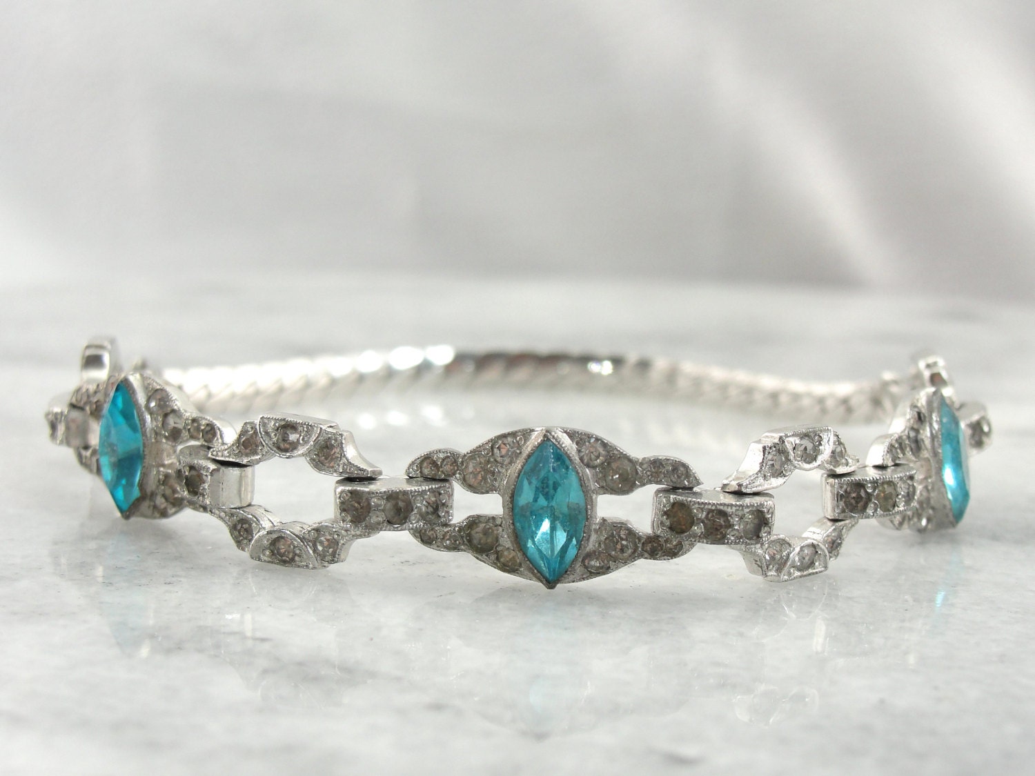 Retro Era Fine Costume Jewelry With Bright Blue Foilback | Etsy