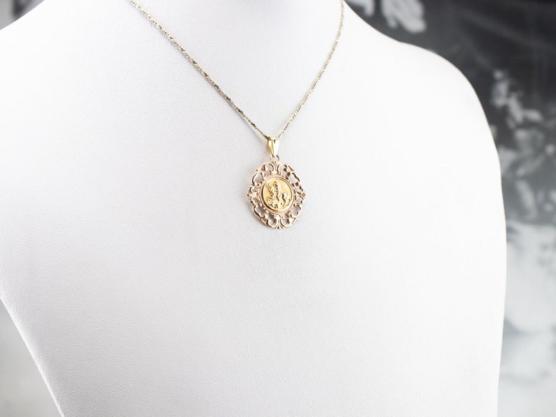 Two Tone Gold Saint George Medallion Religious Pendant | Etsy