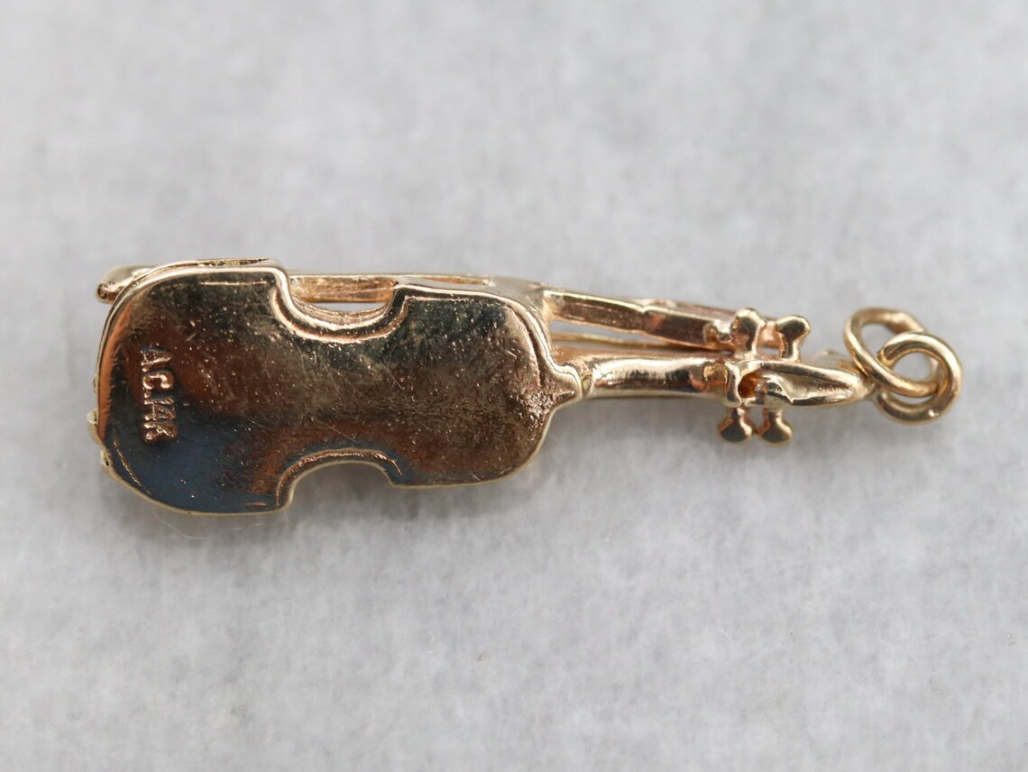 Yellow Gold Violin Charm Violin and Bow Charm Music Charm - Etsy