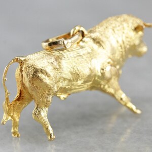 Detailed Bull Gold Charm, Bull Pendant, Spanish Charm, Running of the ...