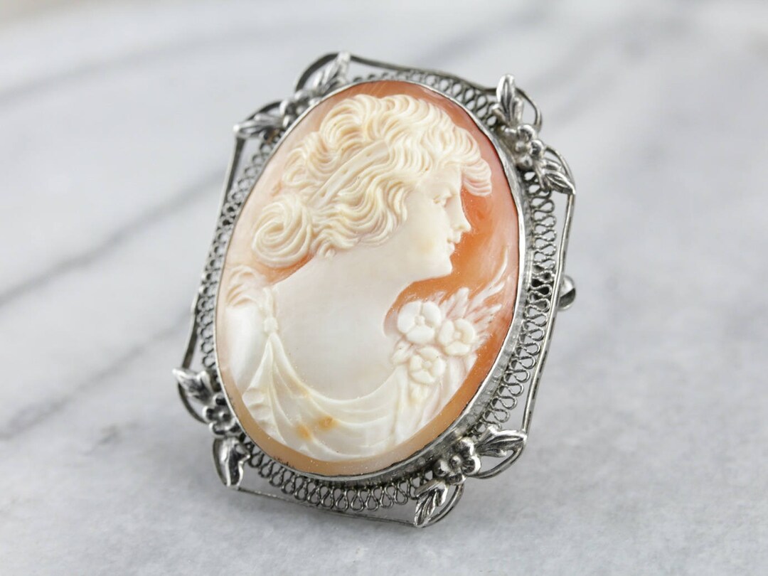 Sterling Silver Cameo Brooch, Estate Jewelry M76152KM-D - Etsy