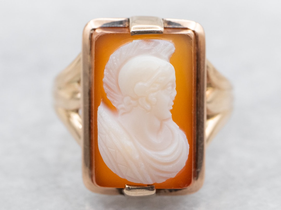 Victorian Roman Soldier Cameo Ring, Antique Gold Cameo, Yellow Gold ...