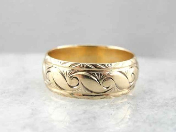 Rose Gold Band With Etched Wave Pattern TZYKKT-N | Etsy