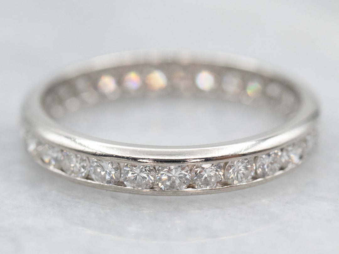 Palladium Diamond Eternity Wedding Band, 0.87 Carats, Size 6.75 - Etsy