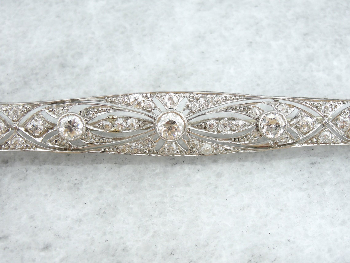 Antique Diamond Platinum Bar Pin Edwardian Diamond Brooch - Etsy